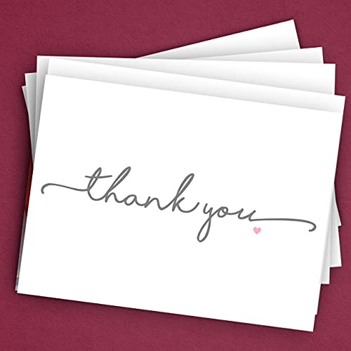 Thanks From The Heart Thank You Note Card Pack / 36 Thanks Greeting Cards With White Envelopes / 3 1/2" x 4 7/8" Generic Hearts Appreciation Blank Cards