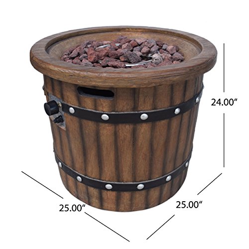 Christopher Knight Home Muriel Outdoor 25" Light-Weight Concrete Round Fire Pit 40K BTU, Dark Brown