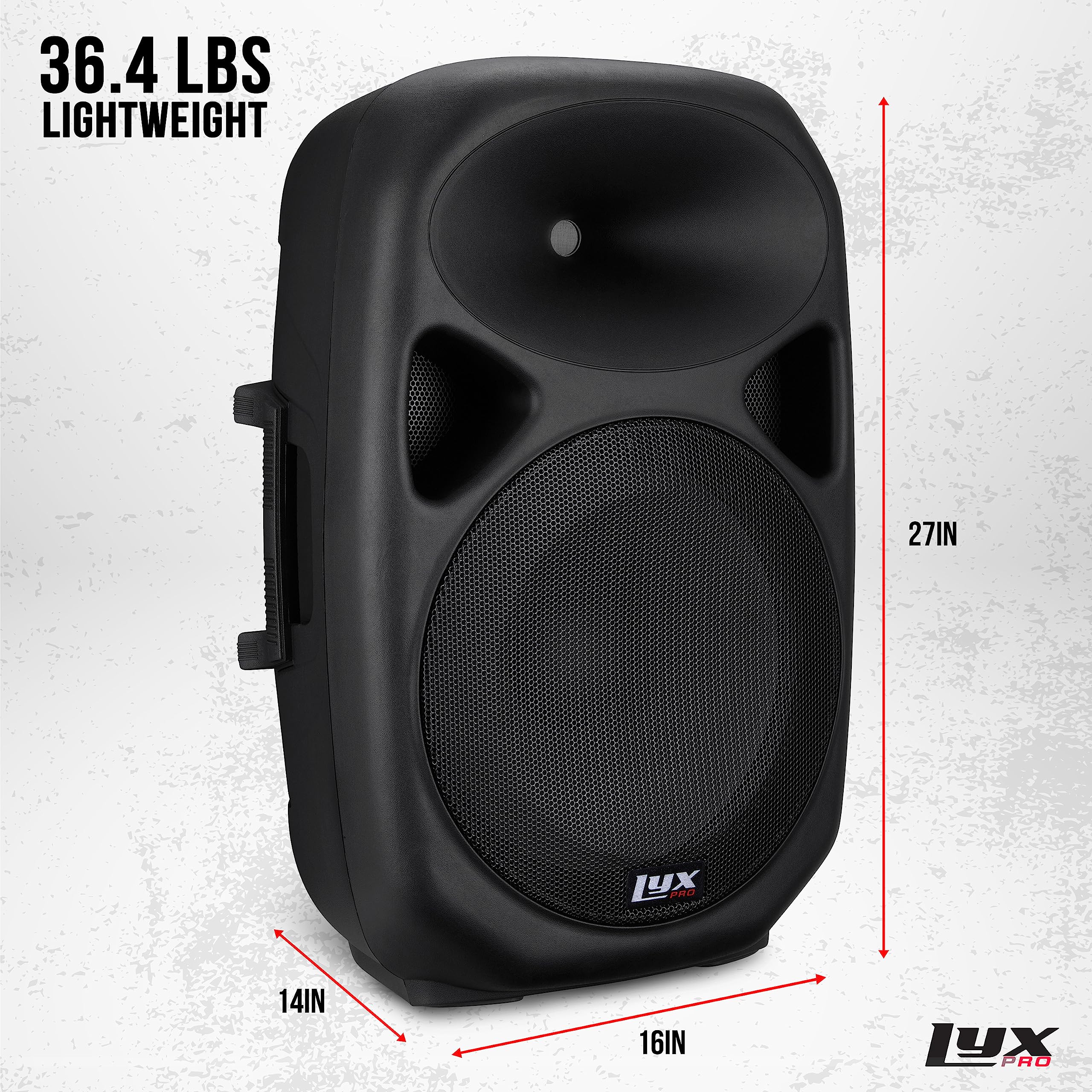 LyxPro 15 Inch PA Active Speaker System Compact and Portable with Equalizer, Bluetooth, MP3, USB, SD Card Slot, XLR, 1/4β, 3.5mm Input, Carry Handles, SPA-15