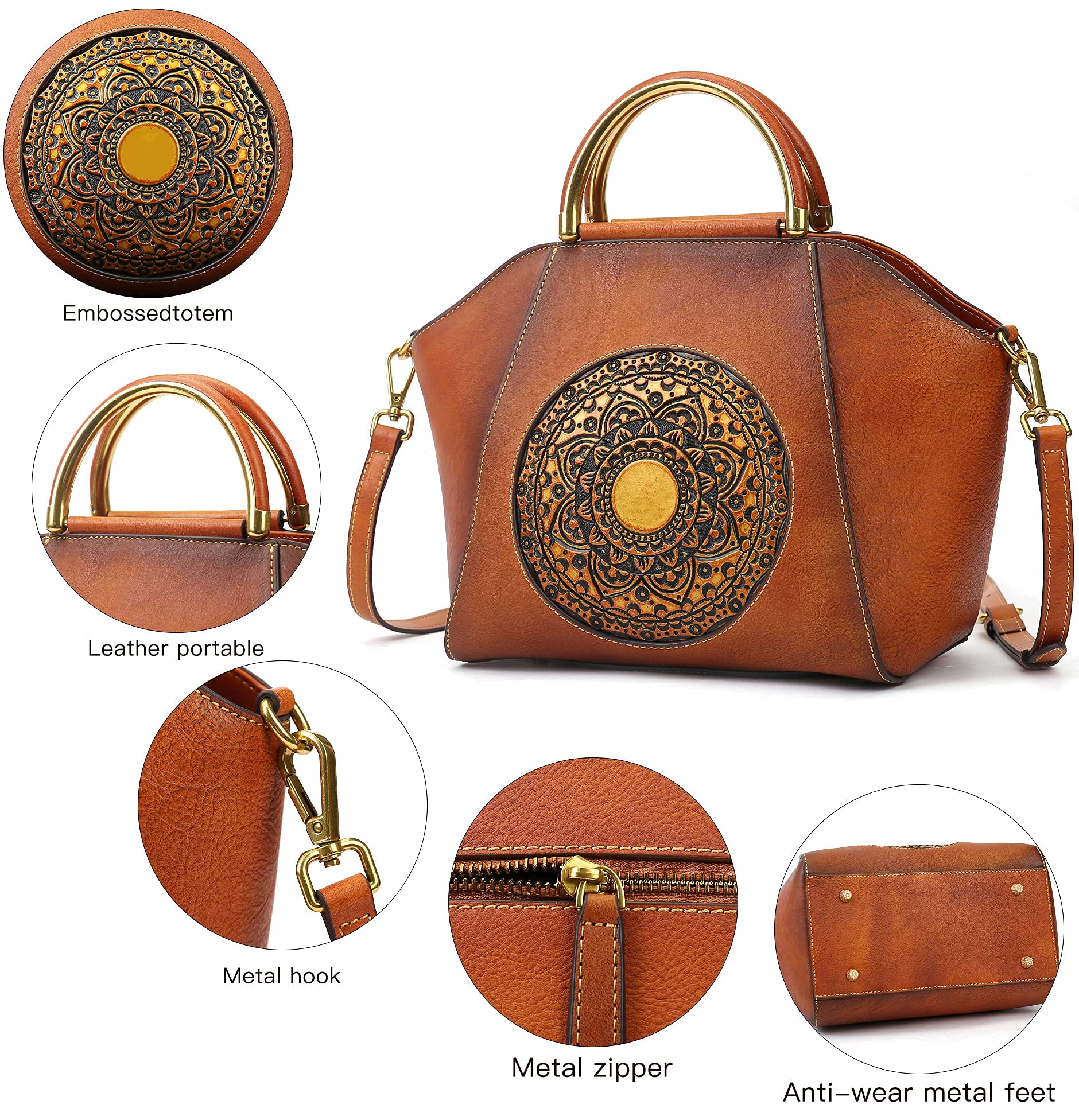 Bundle of Zhuo Liang Vintage Italian Leather Handbag and Vintage Shoulder Strap