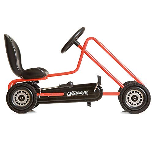 Hauck Lightning - Pedal Go Kart | Pedal Car | Ride On Toys for Boys & Girls with Ergonomic Adjustable Seat & Sharp Handling - Orange, Large