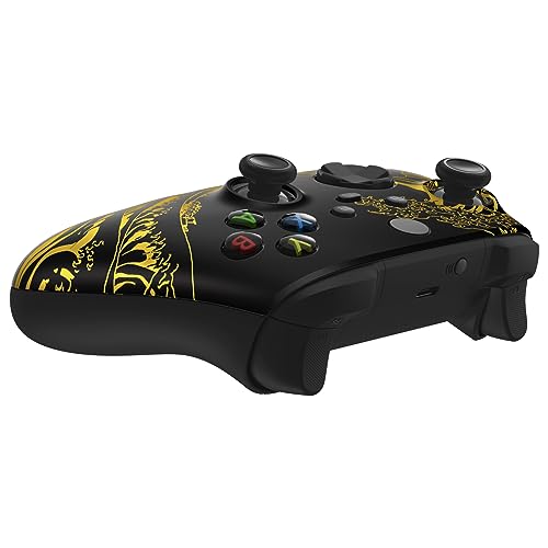 eXtremeRate The Great Golden Wave Off Kanagawa - Black Housing Shell for Xbox Series X & S Controller Model 1914, Custom Replacement Cover Faceplate for Xbox Core Controller - Controller NOT Included