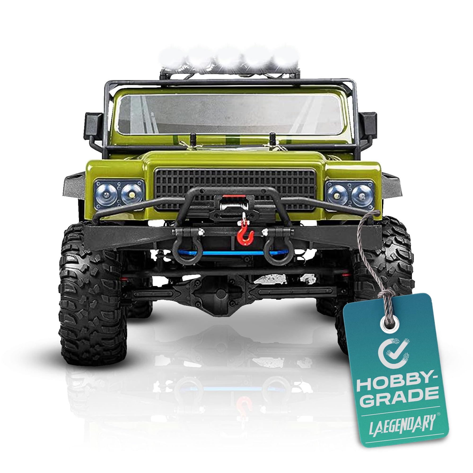 LAEGENDARY RC Crawler - 4x4 Offroad Truck for Adults - RC Rock Crawler, Fast Speed, Electric, Hobby Grade Car - 1:8 Scale, Brushed, Army Green
