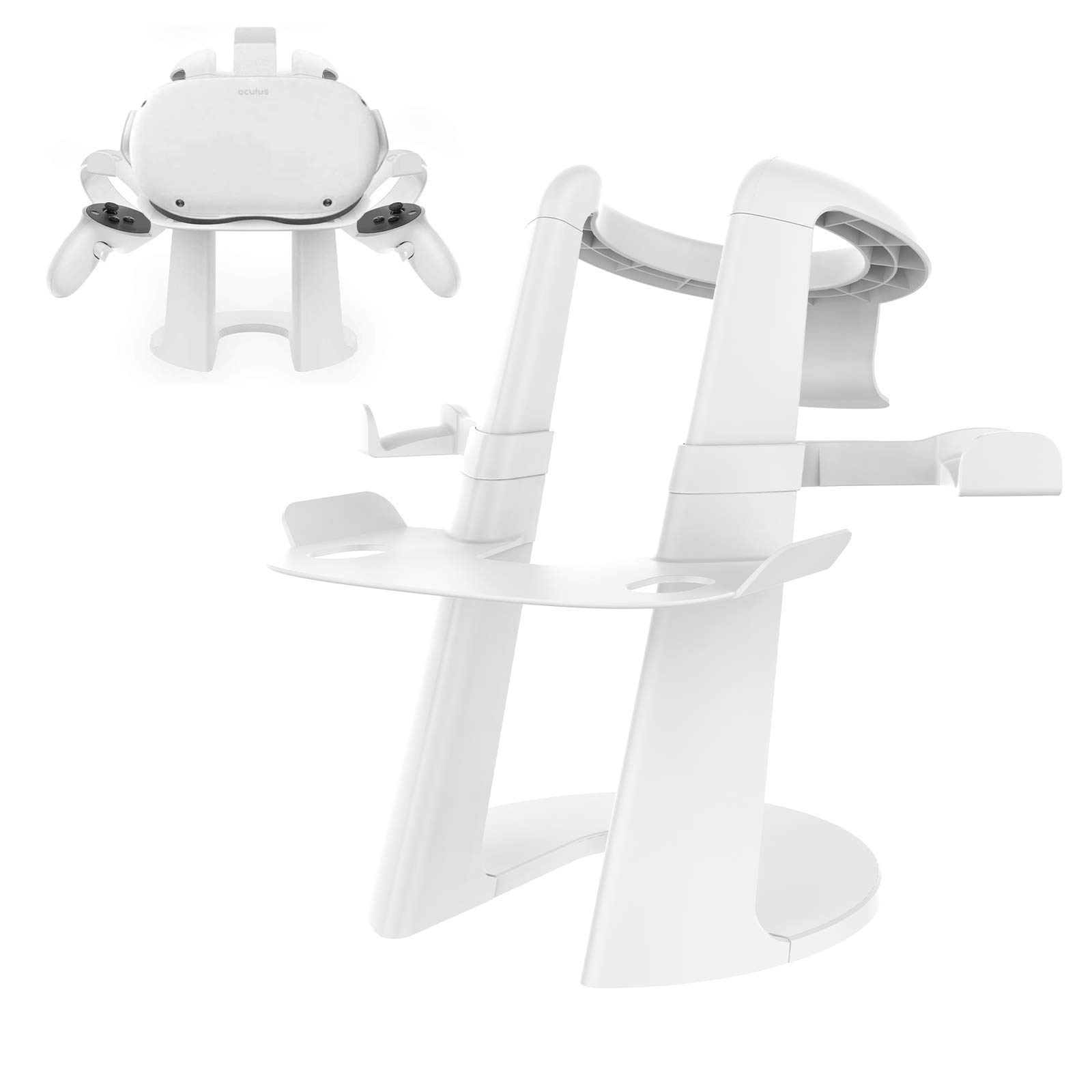 BEJOY VR Stand with Controller Holder, VR Headset Display Stand and Controller Mount Station for Oculus Quest 2, Oculus Rift S, Oculus Quest, Oculus Rift (White)