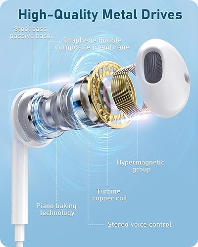 Earbuds Wired for iPhone with Lightning Connector [No Bluetooth Required] Headphones [MFi Certified] Built-in Mic & Volume Control, Earphones Compatible with iPhone 14/13/12/11/XS/X/8/All iOS System