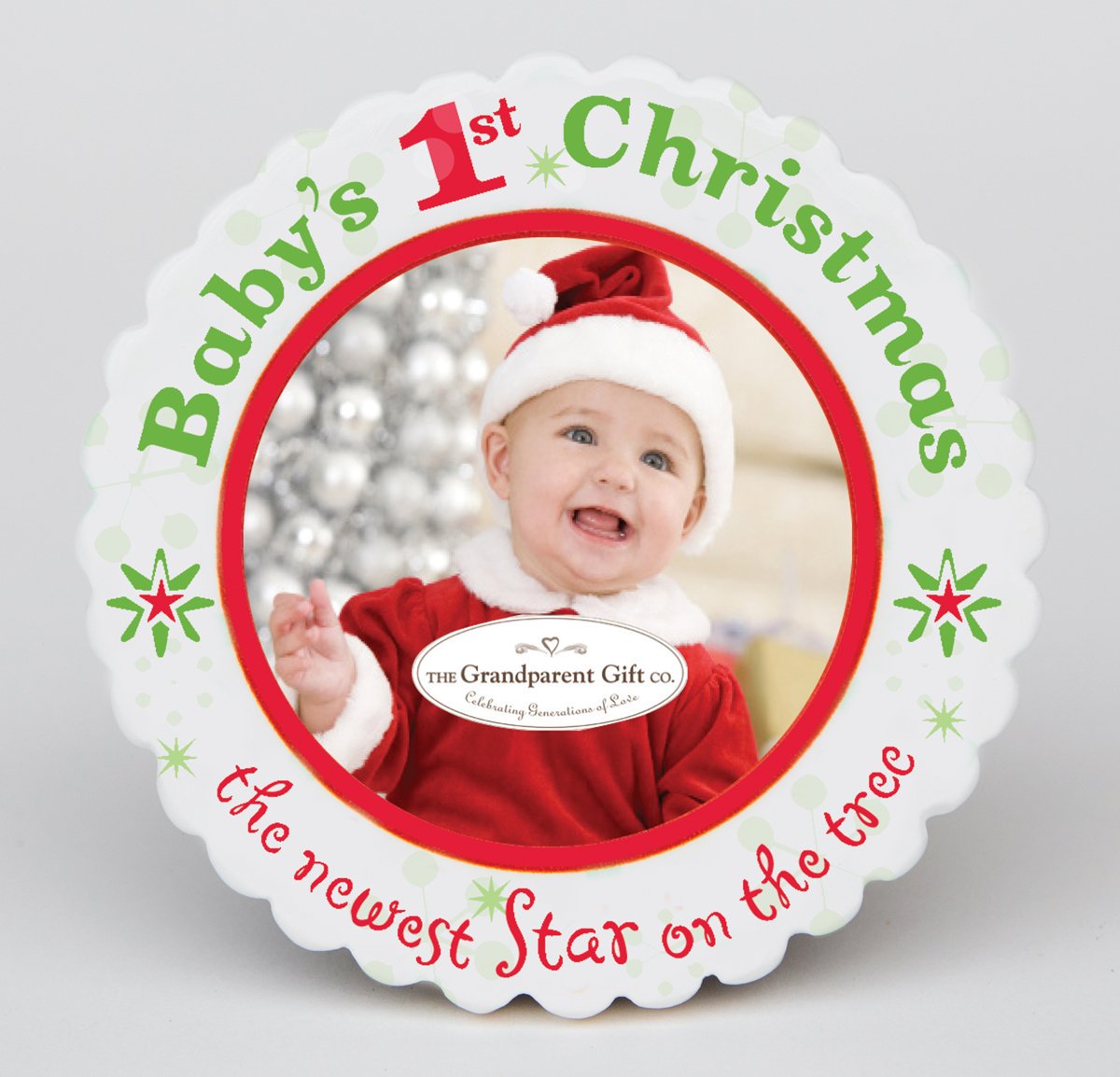 The Grandparent Gift Ceramic Photo Ornament, Baby's First Christmas