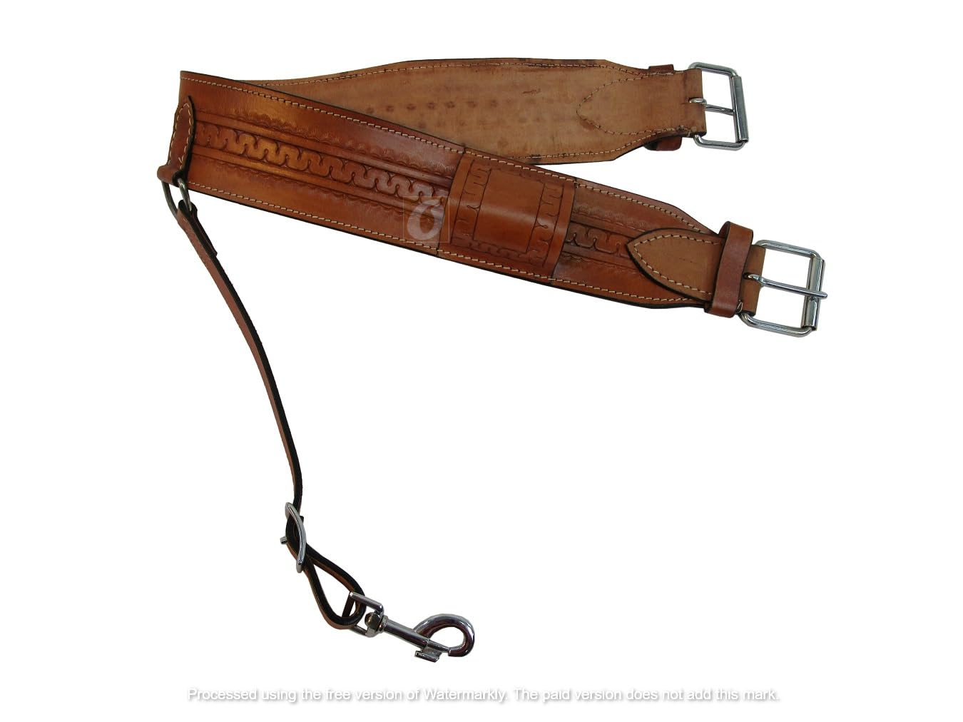 Back Cinch Snake Tooled Brown Leather Rear CINCHES Flank Western Horse Girth