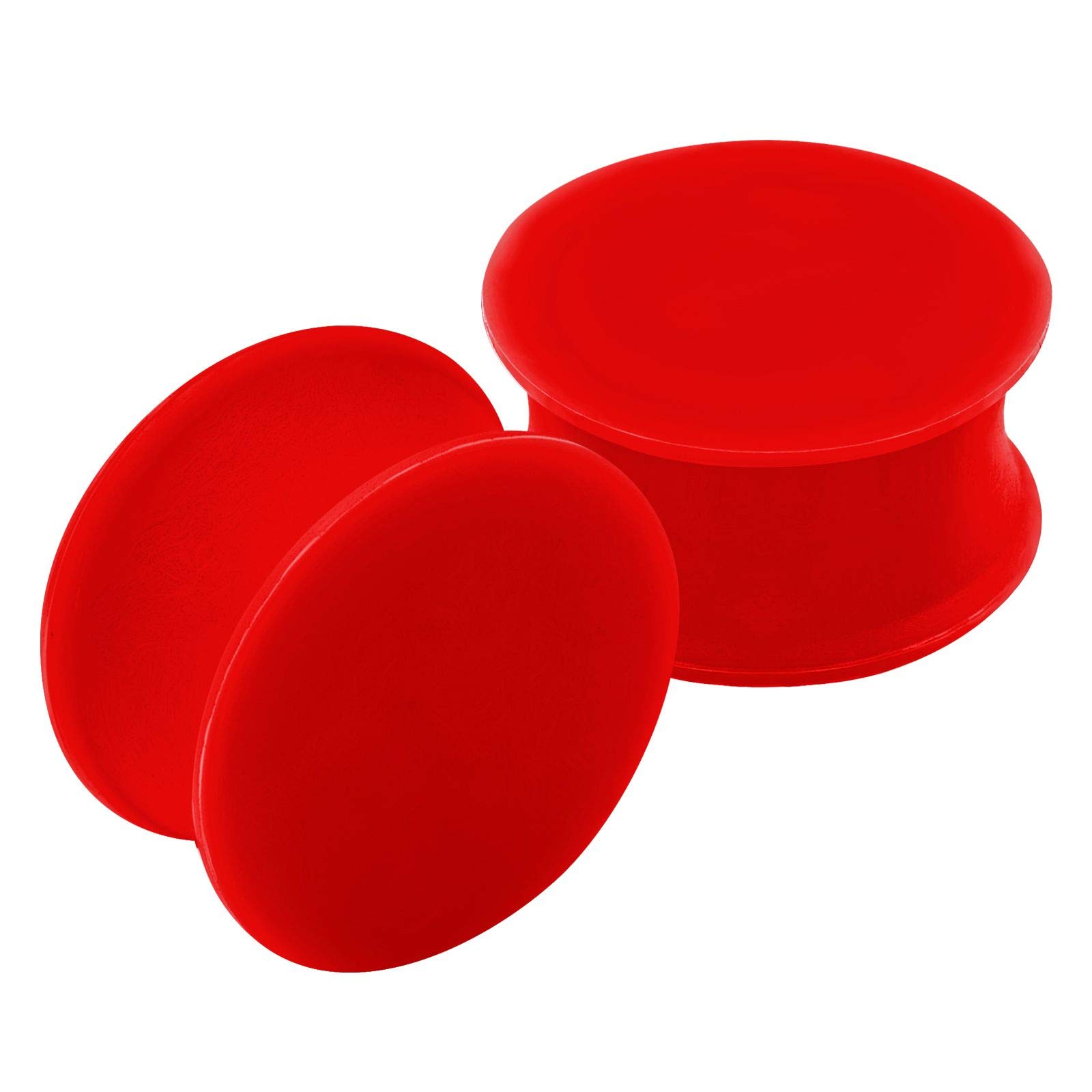 BanaVega 2PCS Silicone Red 11/16 inch 18mm Double Flared Saddle Unique Ear Ring Stretcher Lobe Gauge Plug Piercing Jewelry 2728