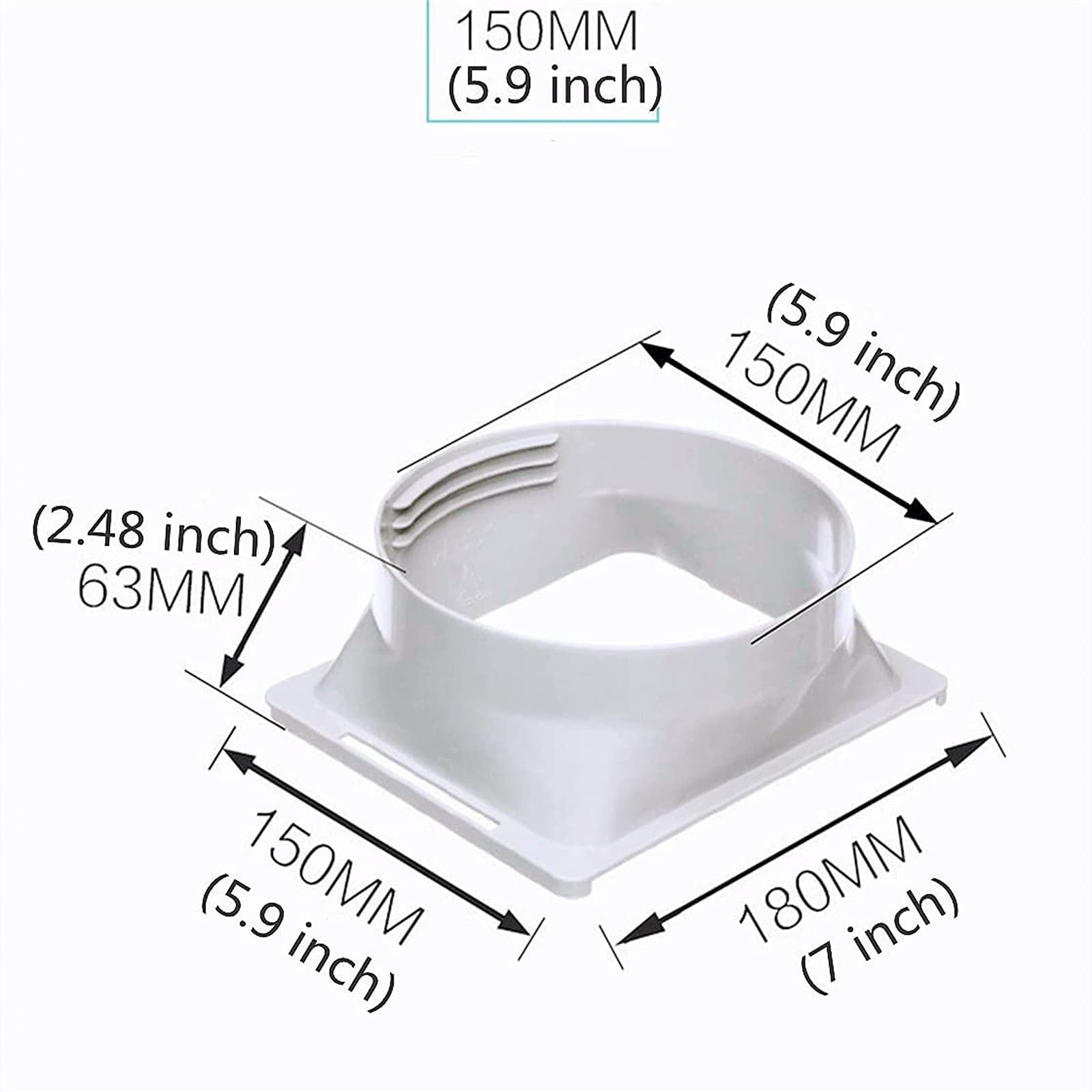 LAOTANG 5.8 inch/6 inch Portable Air Conditioner Exhaust Hose Coupler Window Adapter A/C Unit Tube Connector Mobile air Conditioning Accessories (Square to Round)