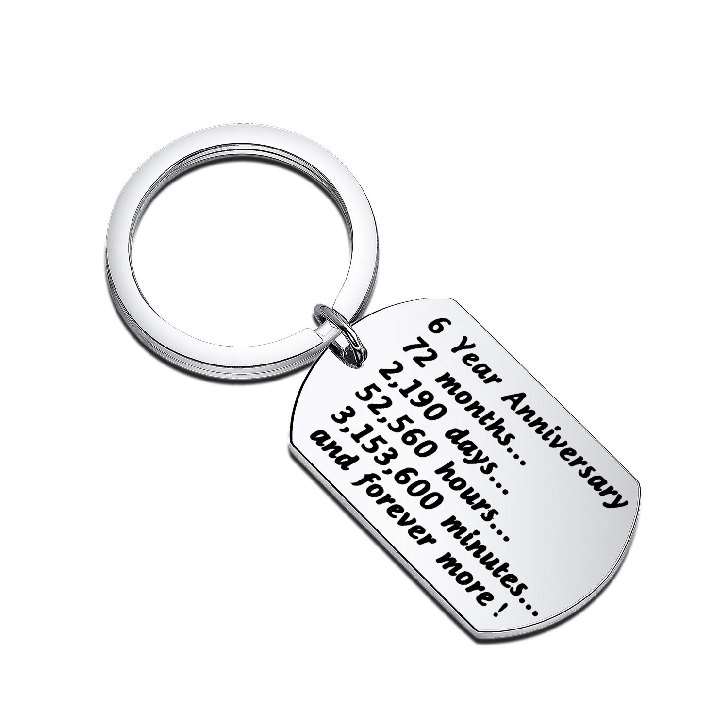 BEKECH Wedding Anniversary Keychain Happy 2rd 6th 7th Anniversary Keyring Gift Wedding Anniversary Keepsake for Him Her Anniversary Jewelry(silver 6year)