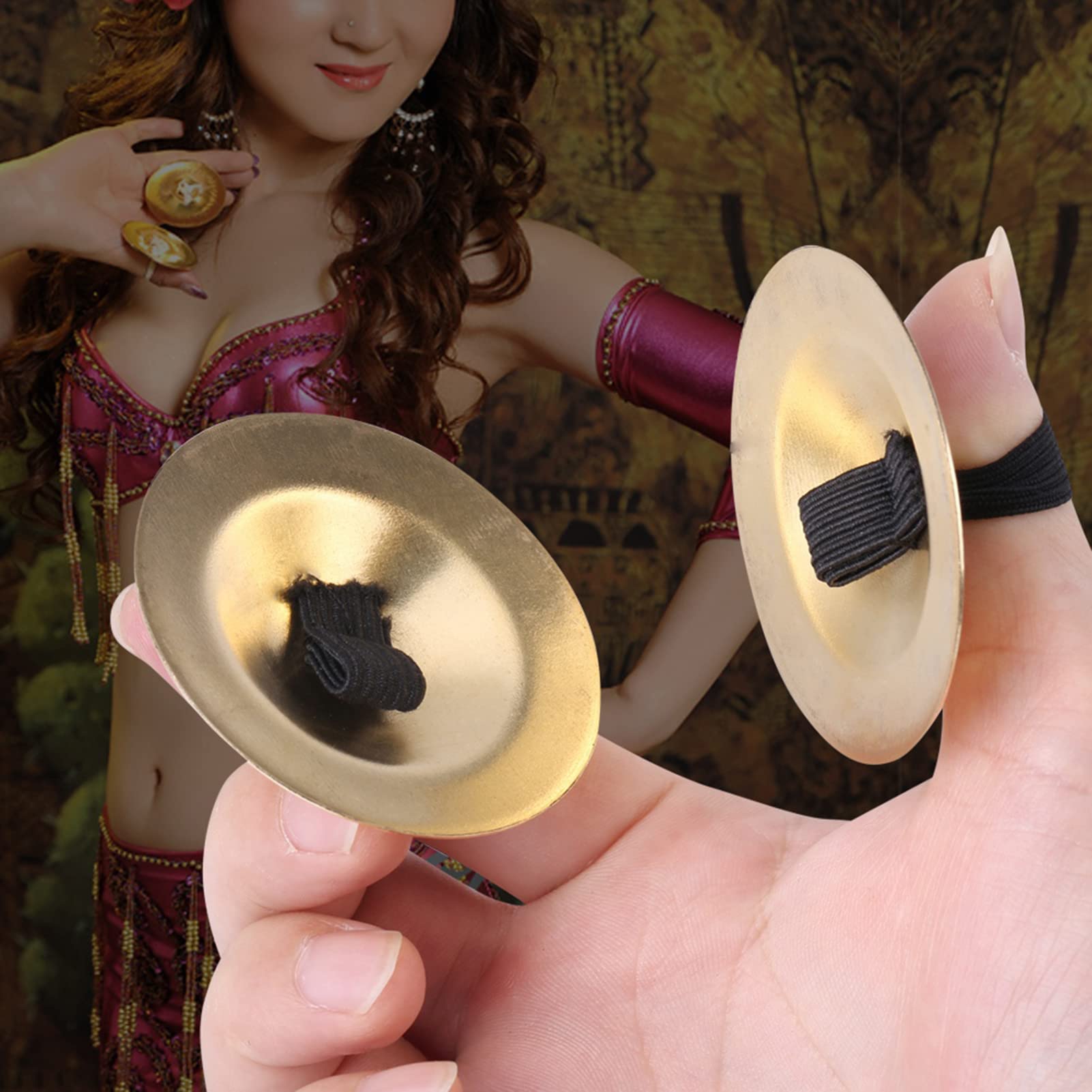Belly Dance Finger Cymbal, Brass Zills Musical Instrument Dancing Accessory One Pair for Single Hand Only (One pair)