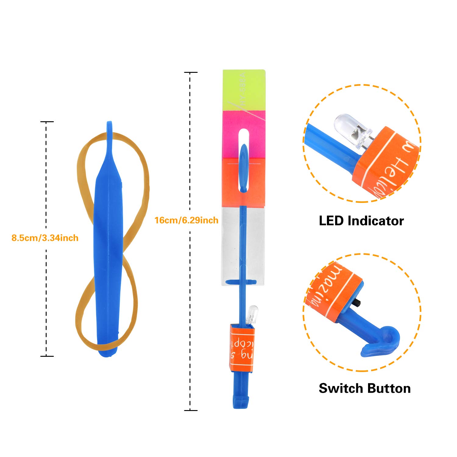 Habelyi 25PCS Amazing Led Light Arrow Flying Toy for Kids Party Fun Gift Elastic Slingshot Flying Copters Birthdays Day Summer Outdoor Game