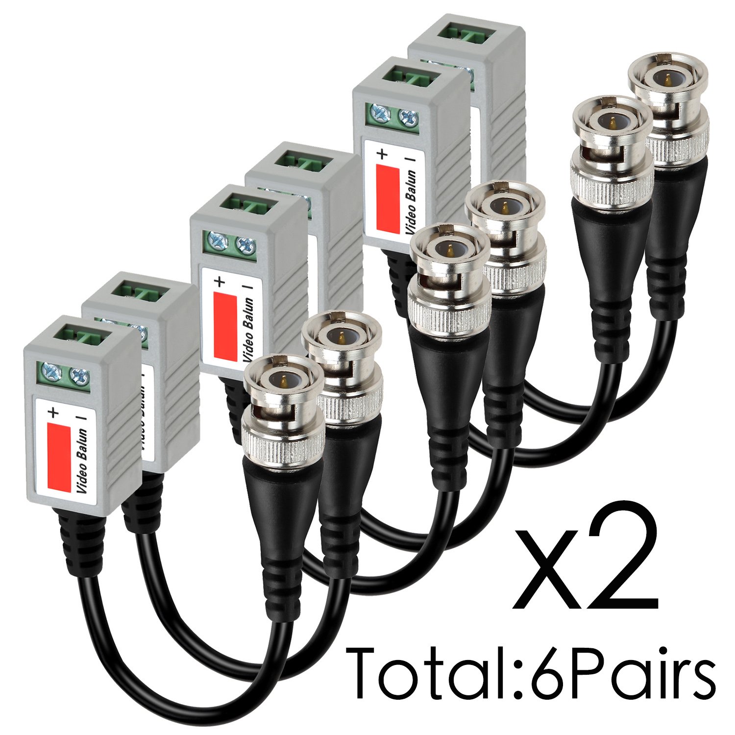 VIMVIP® 6 Pairs (12 Pcs) Mini CCTV BNC Video Balun Transceiver Cable