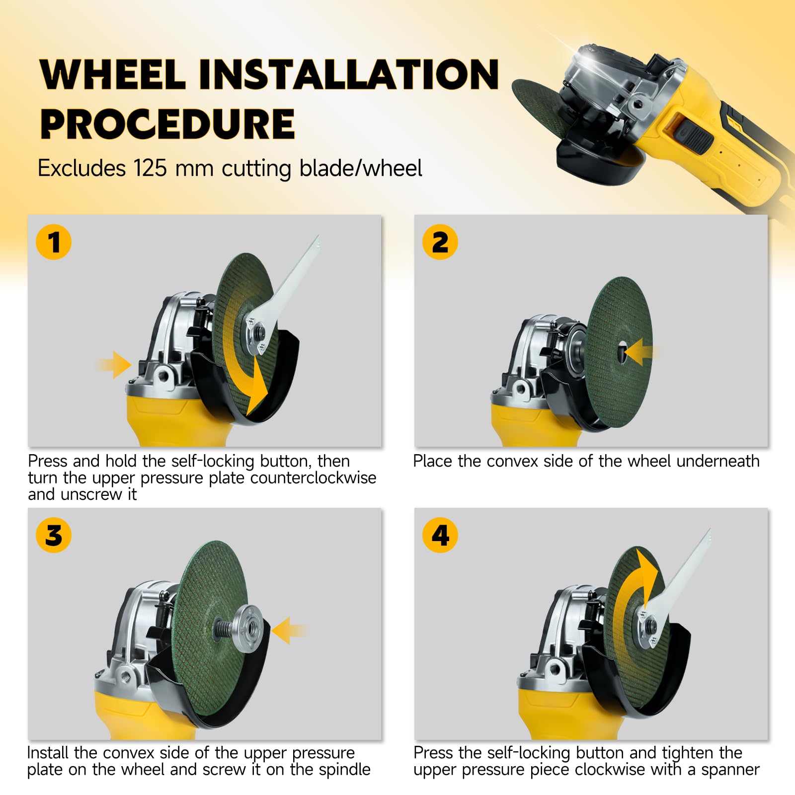 Cordless Angle Grinder for Dewalt 20v Batteries, 6600RPM Brushless Electric Grinder, 4 Variable Speed Metal Grinder for 4.9''Wheels with Adjustable Auxiliary Handle for Cutting, Polishing(No Battery)