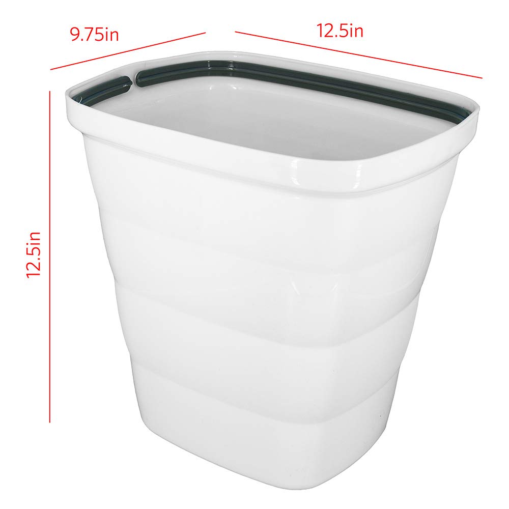 Glad Metro Plastic Waste Bin β 14L, Rectangle with Bag Ring, White