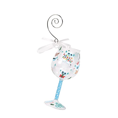 Enesco Designs by Lolita is it Christmas Yeti Miniature Wine Glass Hanging Ornament, 4.13 Inch, Multicolor