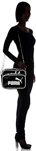 PUMA J20072 ECLA Horizontal Enamel Mini Shoulder Bag, Ella Enamel Mini Shoulder Bag, Horizontal Type, Black White