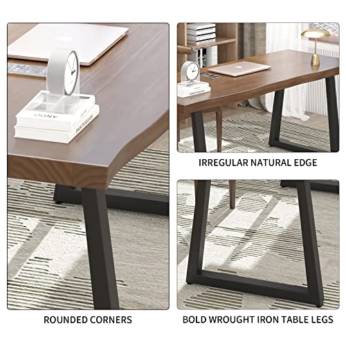 jmzx store Modern Gaming Workbench Solid Wood Desktop Computer Desk Home Minimalist Bedroom Desk Nordic Desk Small Long Table,Rustic Brown 55 inch