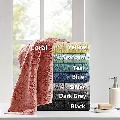 Madison Park Essentials Adrien 100% Cotton Soft Bathroom Towel Set, Highly Absorbent, Zero Twist, Quick Dry, Include 2 for Shower, 2 Hand & 2 Facial Wash Cloth, Multi Sizes, Seafoam 6 Piece