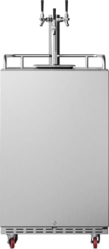 EdgeStar KC7000SSTRIP Full Size Triple Tap Tower Cooled Built-In Kegerator - Black and Stainless Steel