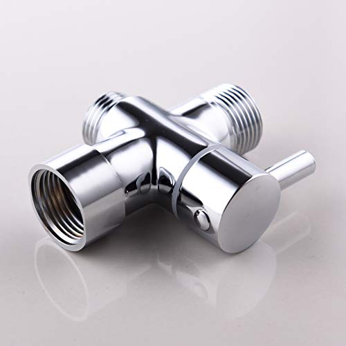 Ciencia Metal T-adapter with Shut-off T Valve, 7/8 or 15/16 and G1/2 3-way Water Tee Connector,for Handheld Toilet Bidet Spray Bathroom,Chrome, DSF006