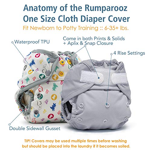 Kanga Care Rumparooz One Size Reusable Cloth Diaper Cover Snap | Platinum 6-35 lbs
