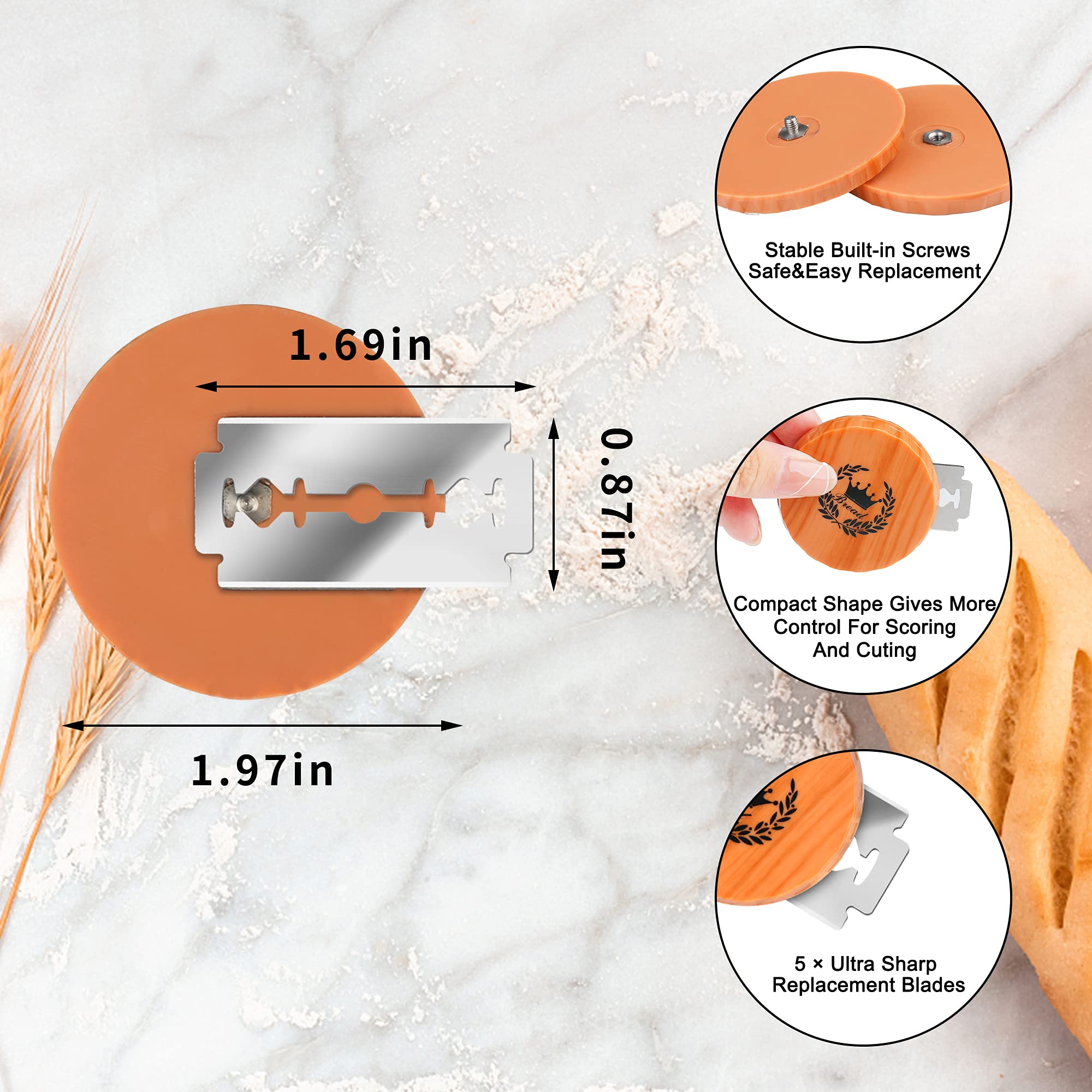 Bread Lame , Dough Scoring Tool Ufo bread lame cutter for scoring Homemade Dough Great Gift for Artisan Bread Makers Includes 5 Replaceable Razor Blades, Must Baking Tool for Bread Baking, DYUS-MBD1