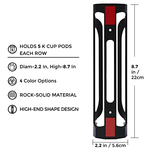 Kedofa K Cup Holder for Keurig- Coffee Pods Holder Side & Wall Mount Hanging- K-cups Pods Organizer, K-pod Storage Stands Rack- Save kitchen Space- Black (2 Rows/for 10 K Cups)