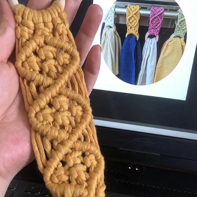 Crochet Towel Holder, Macrame Towel Holder Ring, Macrame Towel Holder Ring,Macrame Kitchen Towel Holder, Macrame Dish Towel Holder, Handmade Macrame Dish Towel Holder Decoration (3 PCS)