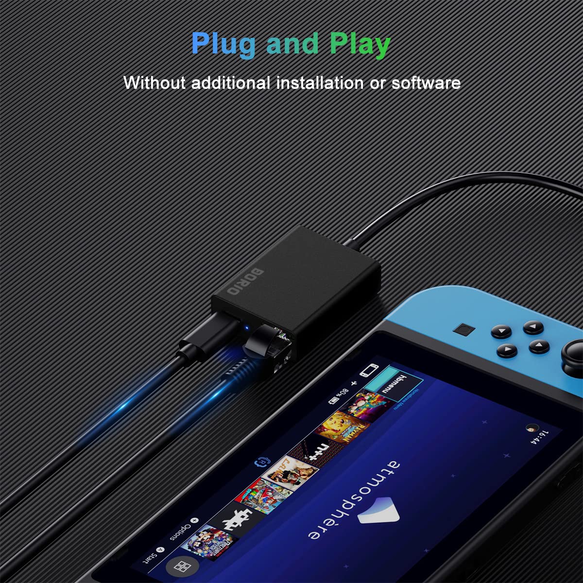 BORIO USB C to Ethernet Adapter + Charge (60W Passthrough Power for Connected Devices, 1000 Mbps Ethernet Speeds),Compatible for Nintendo Switch,MacBook Pro, MacBook Air, Dell XPS and More