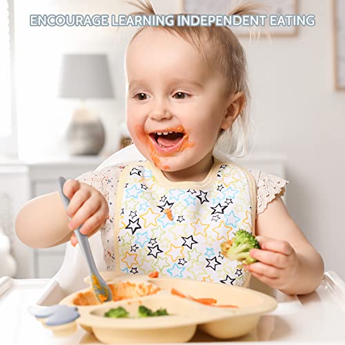 Silicone Baby Feeding Spoons, First Stage Baby Infant Spoons, Soft-Tip Easy on Gums I Baby Training Spoon Self Feeding | Baby Utensils Feeding Supplies, Dishwasher & Boil-proof, 6 Pack