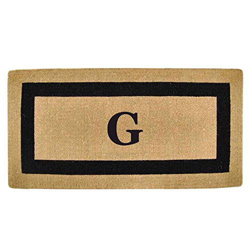 Nedia Home Natural Coco Coir 36" x 72" Monogrammed G Entrance Door Mats | Heavy Duty Rectangular Welcome Mats for Patio | Anti-Slip Dirt Trapper | Home Decor Doormat for Indoor or Outdoor Use