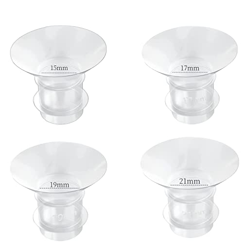 Silicone Flange Insert 15mm/17mm/19mm/21mm 4pcs Wearable Breast Pump Accessories,Compatible with S9/S10/S12/S4DW,Electric Breast Pump Parts Replace (4 Size Set)
