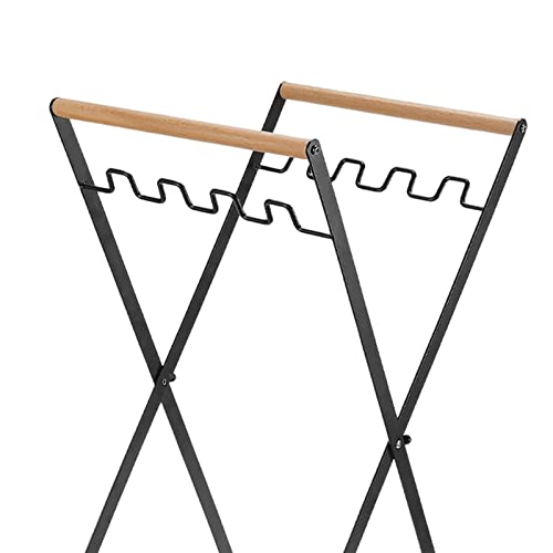 Colcolo Folding Trash Can Stand Trash Rack Waste Sorting Rubbish Storage Metal Frame Garbage Bag Holder Leaf Bag Rack for Camping Yard Kitchen, Black