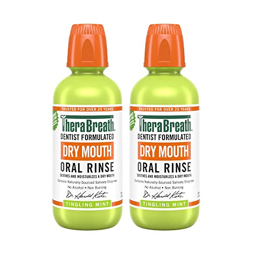 TheraBreath Dry Mouth Dentist Recommended Oral Rinse, Tingling Mint, 16 Fl Oz (Pack of 2)