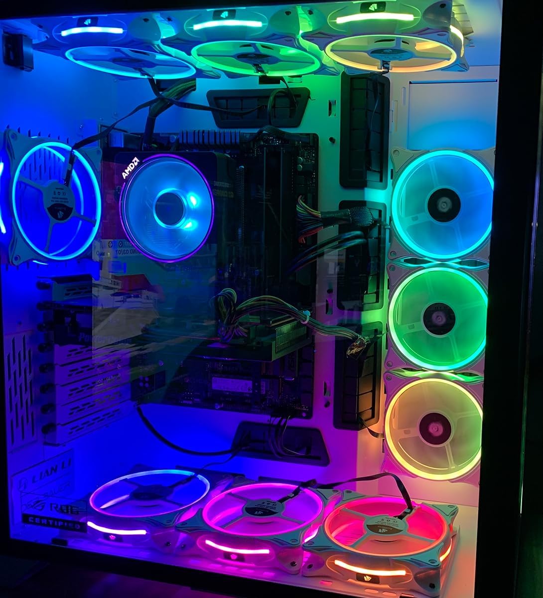 AsiaHorse FS-9002 Pro 120mm RGB Case Fan, 26 LED ARGB and Double LED Lingting Loops, 800-1800rpm Pwm Case Fan with 5V PWM Motherboard Sync/Analog Controller (3 Pack, White)