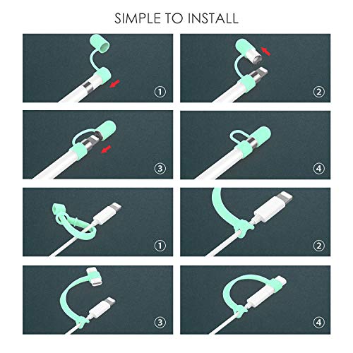 MoKo Pencil Cap Holder Fit Apple Pencil 1st Generation, USB Cable Tether and Pencil Cap, Fit New iPad 10th Generation 2022, iPad 9th/8th/7th/6th Gen, iPad Mini 5,White