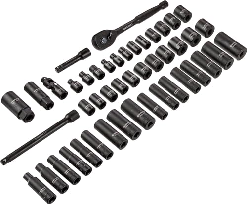 Denali 46-Piece 3/8-Inch Drive 6 & 12 Point Shallow/Deep Socket Set and 72 Teeth Reversible Ratchet, SAE/Metric Size With Carrying Case, 13.1 in x 9.7 in x 3 in