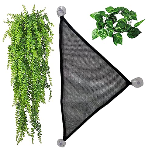 kathson Bearded Dragon Hammock Lounger Reptile Breathable Mesh Hammocks Hanging Vines Plants Tank Accessories Habitat Decor for Lizard Gecko Snake Chameleon Iguana Amphibians(3 PCS)