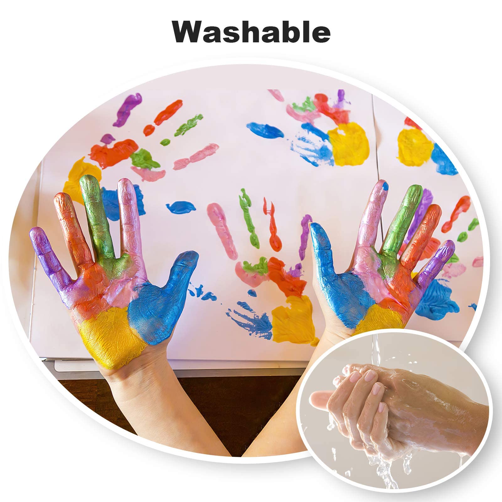 Magicdo 12 PCS Washable Non-Toxic Finger Paint for Kids Toddlers 1-3, Tempera Paint for DIY Crafts Painting, Safe Bath Paint, School Painting (12colors X 1fl oz)