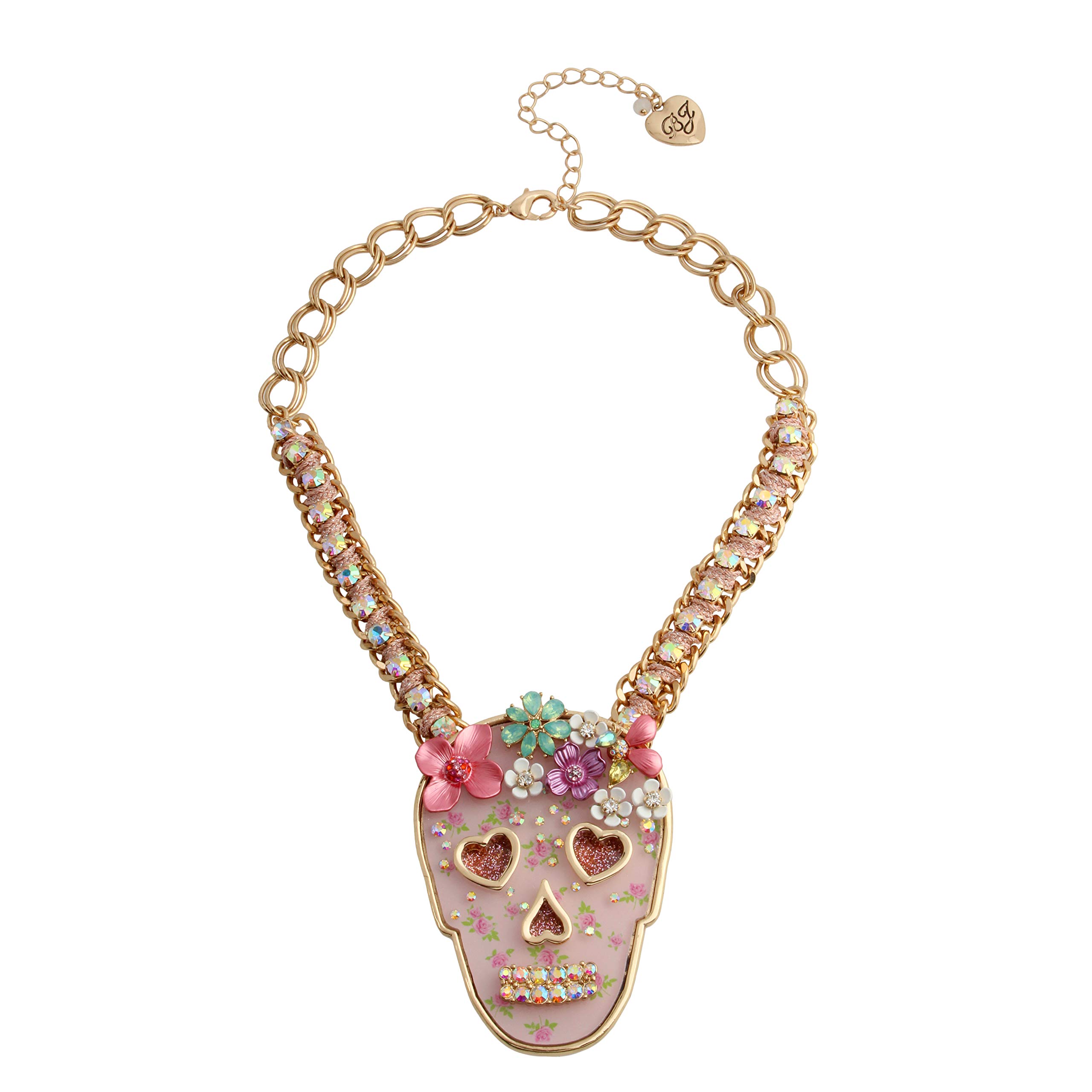 Betsey Johnson Floral Skull Pendant Necklace