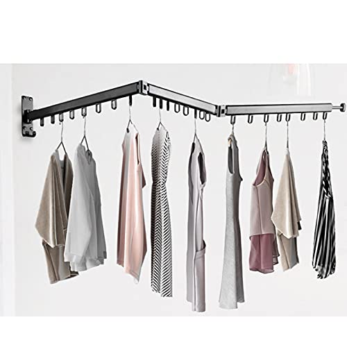 EAFTOS Folding Drying Rack Indoor Balcony Outdoor Wall-Mounted Quilt Clothes Artifact Cool Clothes Rail Drying Rack (Color : Black, Size : 198x17.6cm)