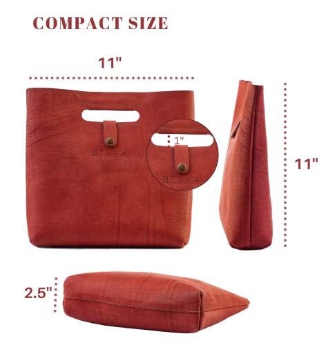 BTLUX Leather Tote Handbag for Women - Handmade with 100% Full Grain Leather - Shopper Tote Bag with Minimalist Design (Brown)
