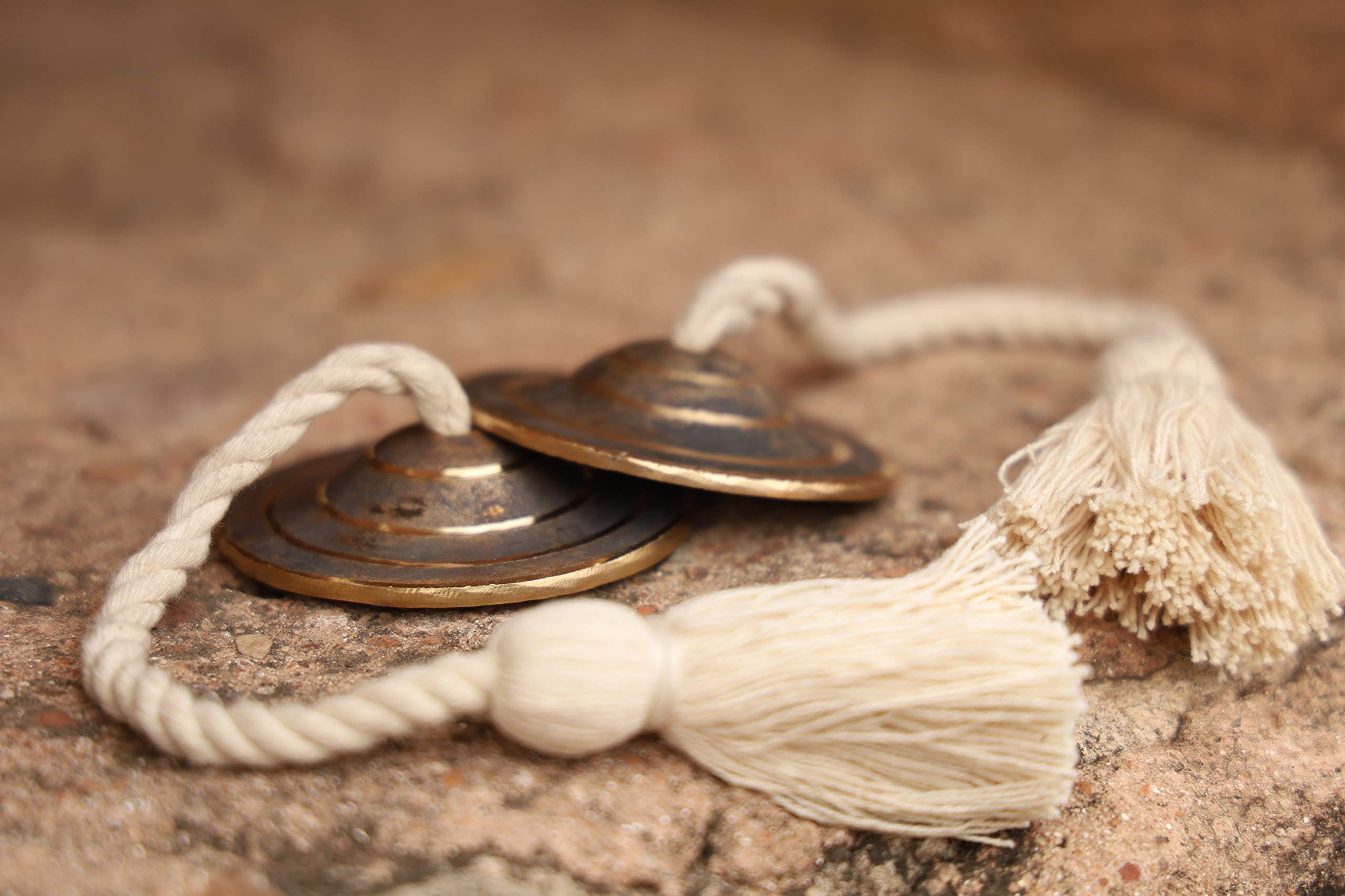 Handmade Pure Bronze (Kansa) Manjeera Cymbal Hand Percussion Indian Musical Instrument 1 Pair (3 INCH)