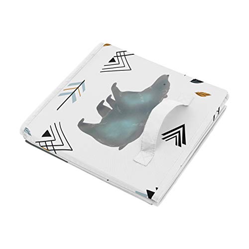 Sweet Jojo Designs Bear Mountain Boy Small Fabric Toy Bin Storage Box Chest For Baby Nursery or Kids Room - Watercolor Slate Blue, Black and White