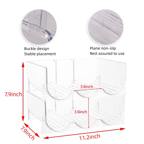 Cq acrylic Water Bottle Organizer for Cabinet,Kitchen Pantry Home Organization and Storage Shelf,2 Pack Plastic Stackable Tumbler Organizer Cabinet Organizer Wine Rack Fridge Organizer,Clear