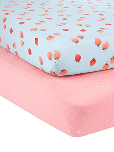Simple Joys by Carter's Unisex Kids' Cotton Crib Sheets Baby Costume, Pack of 2, Strawberry/Dots, One Size