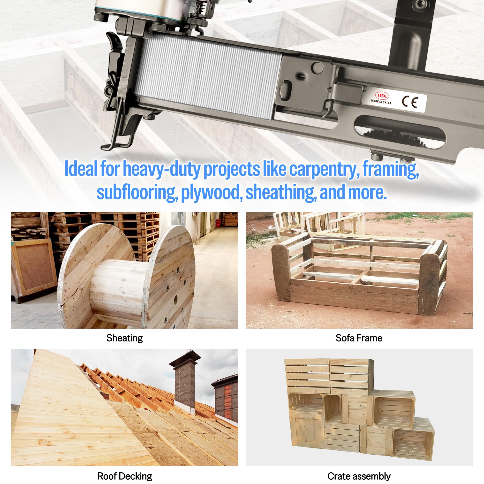 meite 16 Gauge 7/16-Inch Crown Staples, 1-3/4-Inch Length Medium Crown Staples Heavy Duty Galvanized Construction Staples for 16 Guage 7/16-Inch Crown Stapler Guns (10,000 Counts)