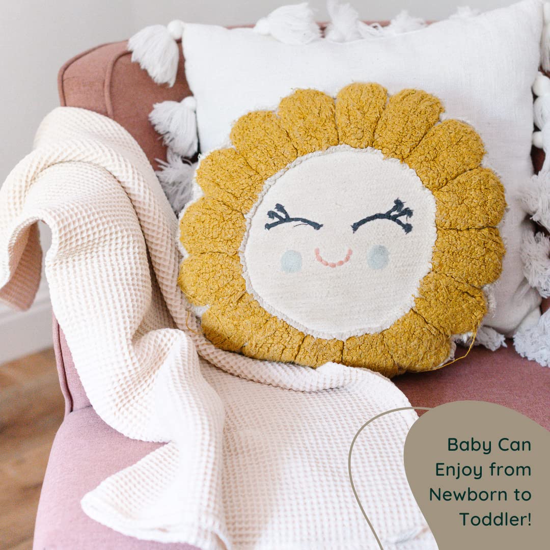 judith + lain Waffle Baby Blanket Boho Knit Swaddle - 39"x39" Neutral Receiving Blankets 100% Cotton | Baby Registry Search Gender Neutral Gifts | Unisex Newborn Essentials
