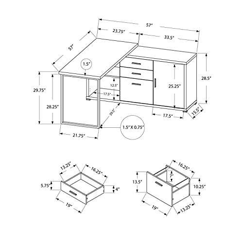Monarch Specialties Computer Desk - 60"L White / Cement-Look Left/Right Face